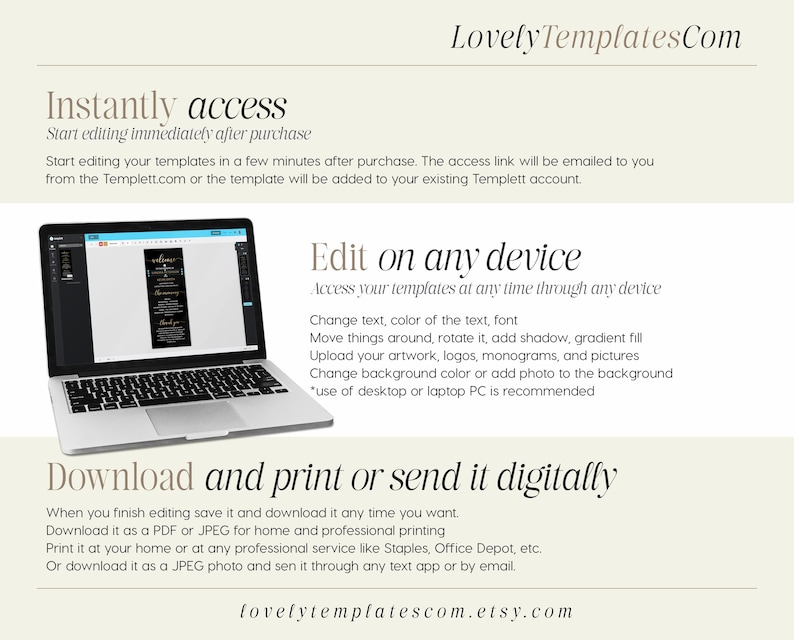 Black and Gold Wedding Program Template: Modern Calligraphy (digital ...