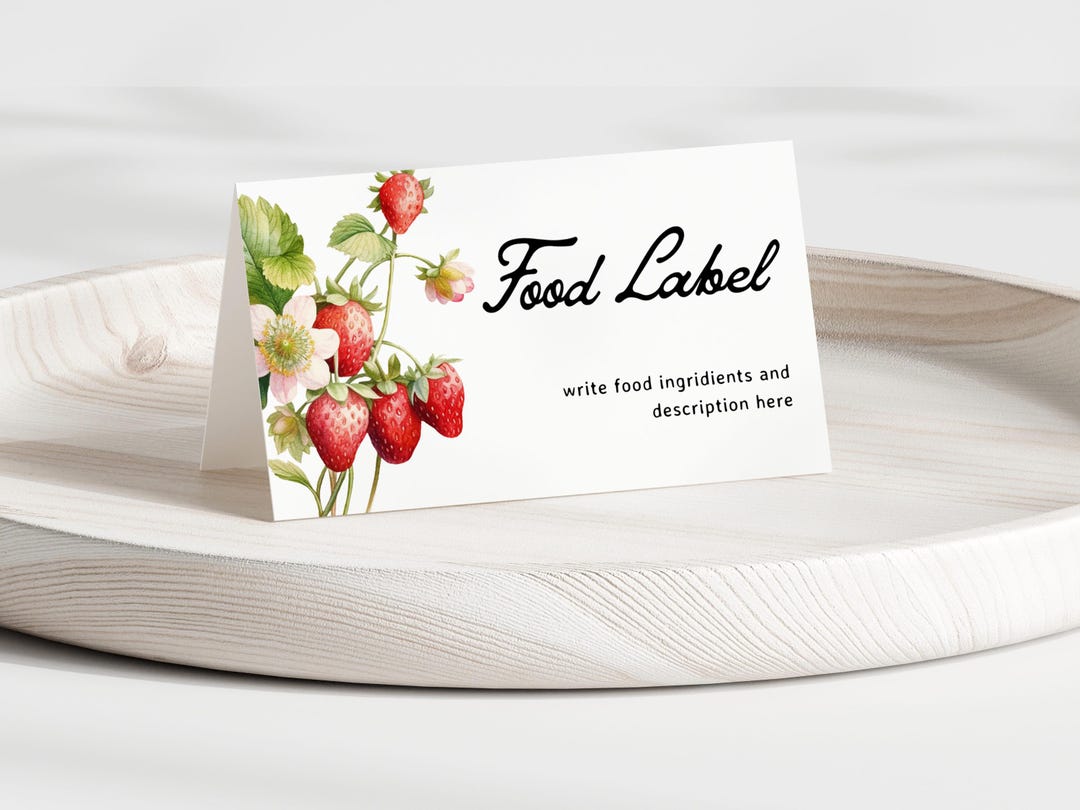 Berry Sweet Baby Shower Food Labels: Strawberry Table Tent Cards ...