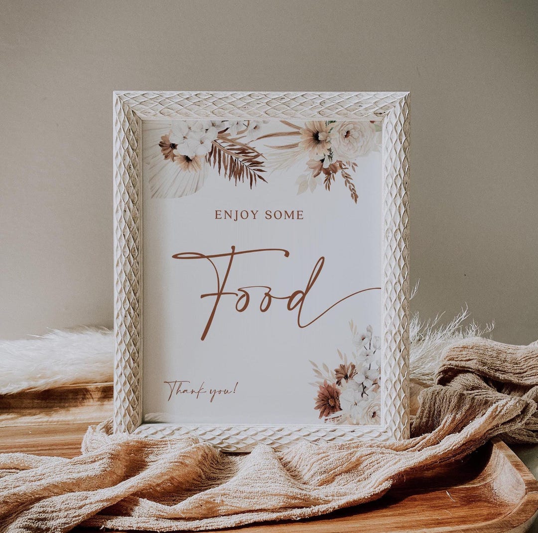 Boho Wedding Food Table Sign: Pampas Grass & Terracotta (printable ...