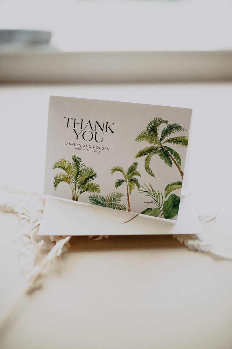 Tropical Palm Wedding Thank You Card Template (digital Download) #aloha ...
