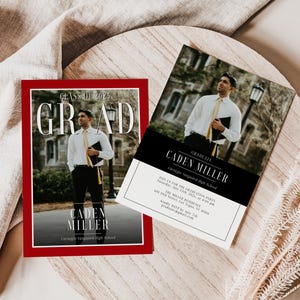 Magazine Cover Graduation Invitation: Editable Photo Template (5x7 ...