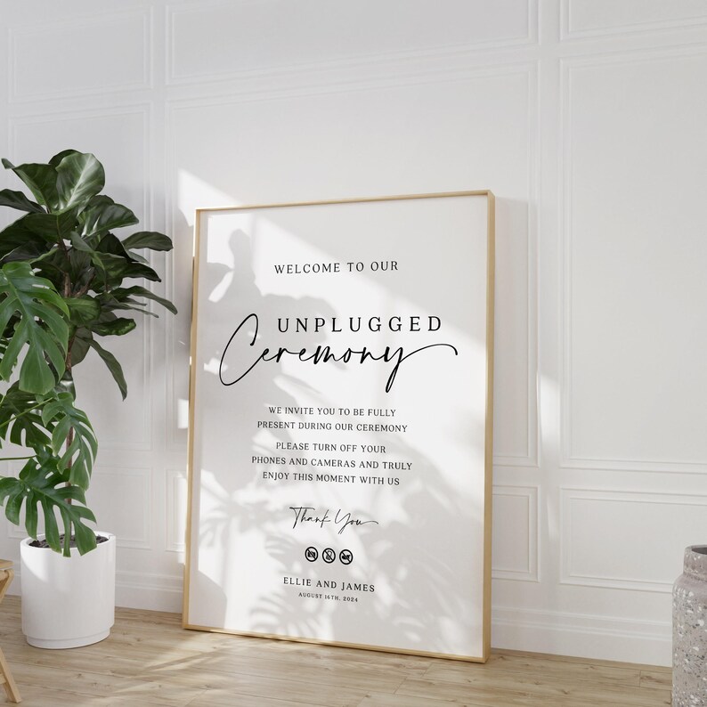 Unplugged Ceremony Sign Template | Editable Wedding Sign Printable ...