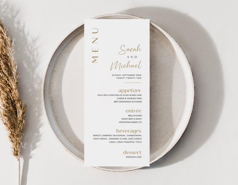Gold Wedding Template Bundle: Seating Chart, Welcome Sign, Menu (DIY ...