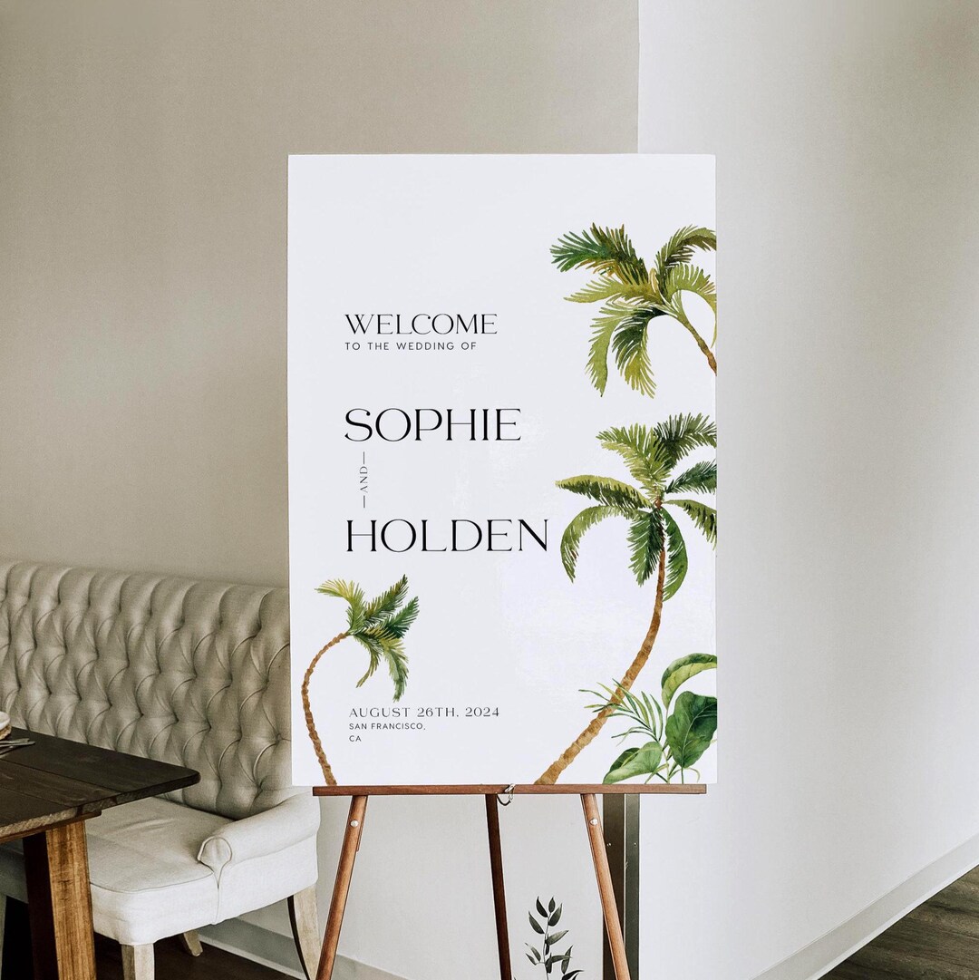 Wedding Welcome Sign | Welcome Sign Template | Tropical Welcome Sign ...