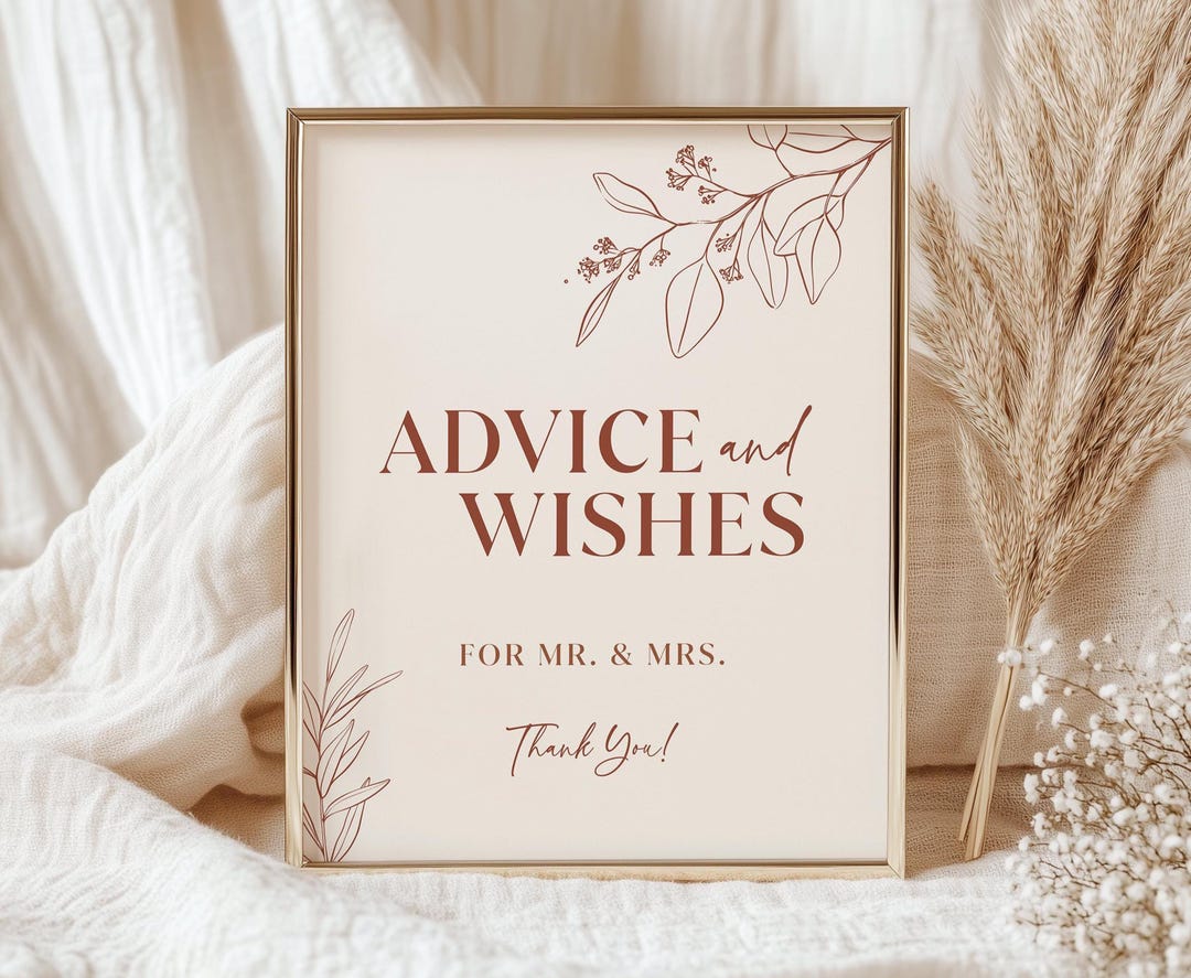 Advice and Wishes Sign Template | Editable Wedding Advice Sign | Boho ...