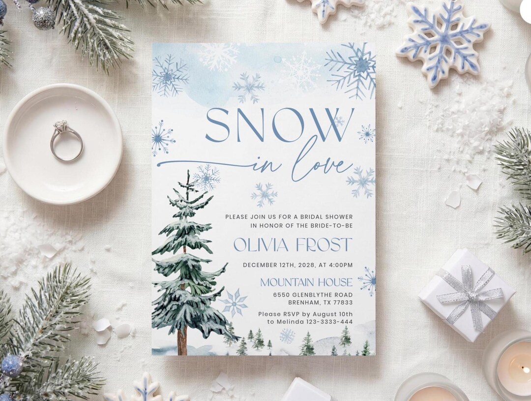 Snow in Love Invitation Template, Winter Bridal Shower Invite #blueww ...