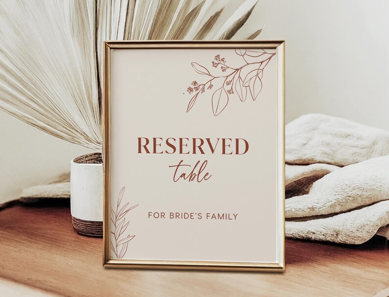Reserved Table Sign Template | Printable Reserved Seating Wedding Sign ...