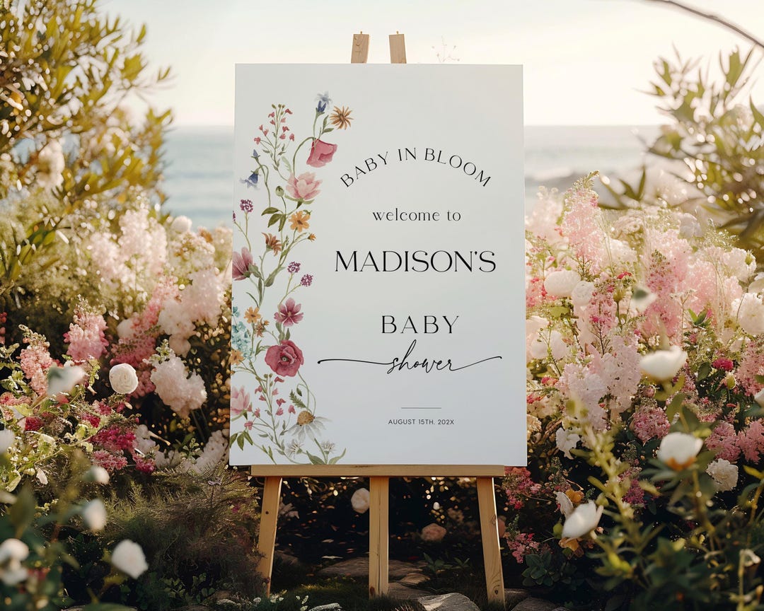 Baby in Bloom Sign | Saby Shower Welcome Sign | Wildflower Welcome Sign ...