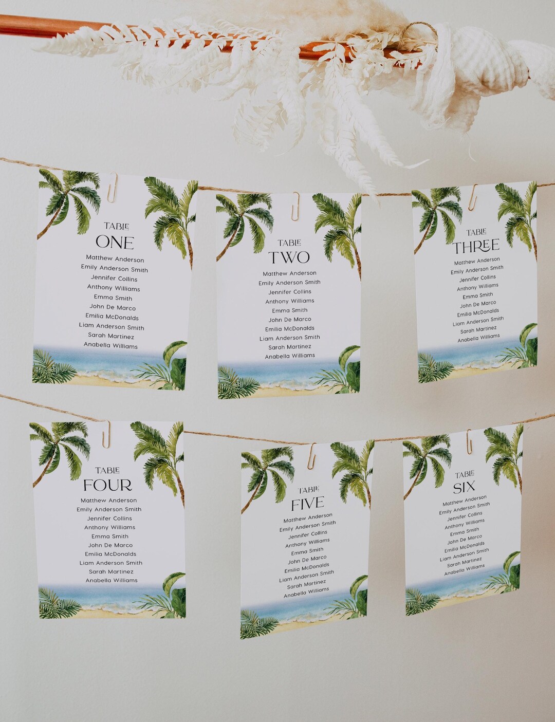 Tropical Wedding Seating Chart Template: Palm Beach Cards #aloha - Etsy