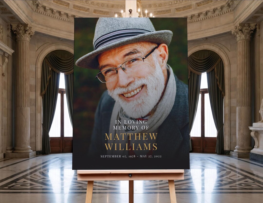Celebration of Life Sign, Large Photo Memorial Reception Sign Template ...