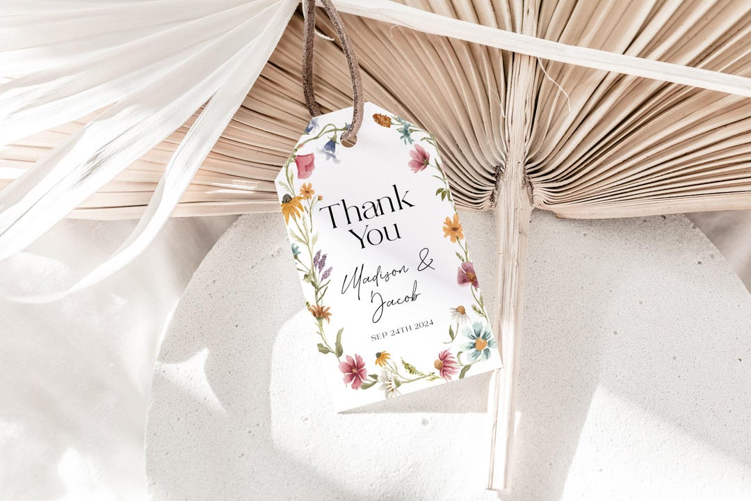 Floral Thank You Tag Template: Spring Wildflowers (digital Download) # ...