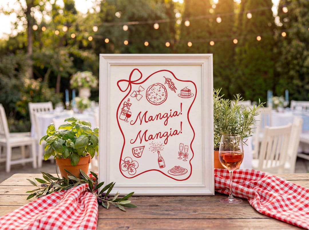 Mangia Mangia Sign: That's Amore and Italian Pizza Theme, Editable ...