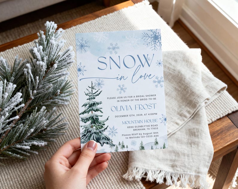 Snow in Love Invitation Template, Winter Bridal Shower Invite #blueww ...