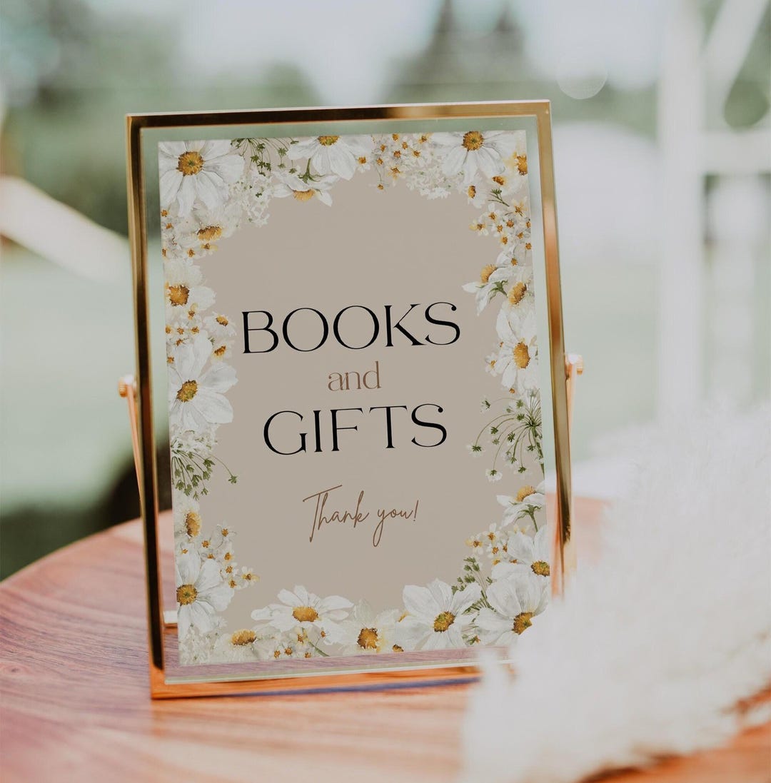 Books and Gifts Sign: Editable Daisy Baby Shower Sign #dsy026 - Etsy