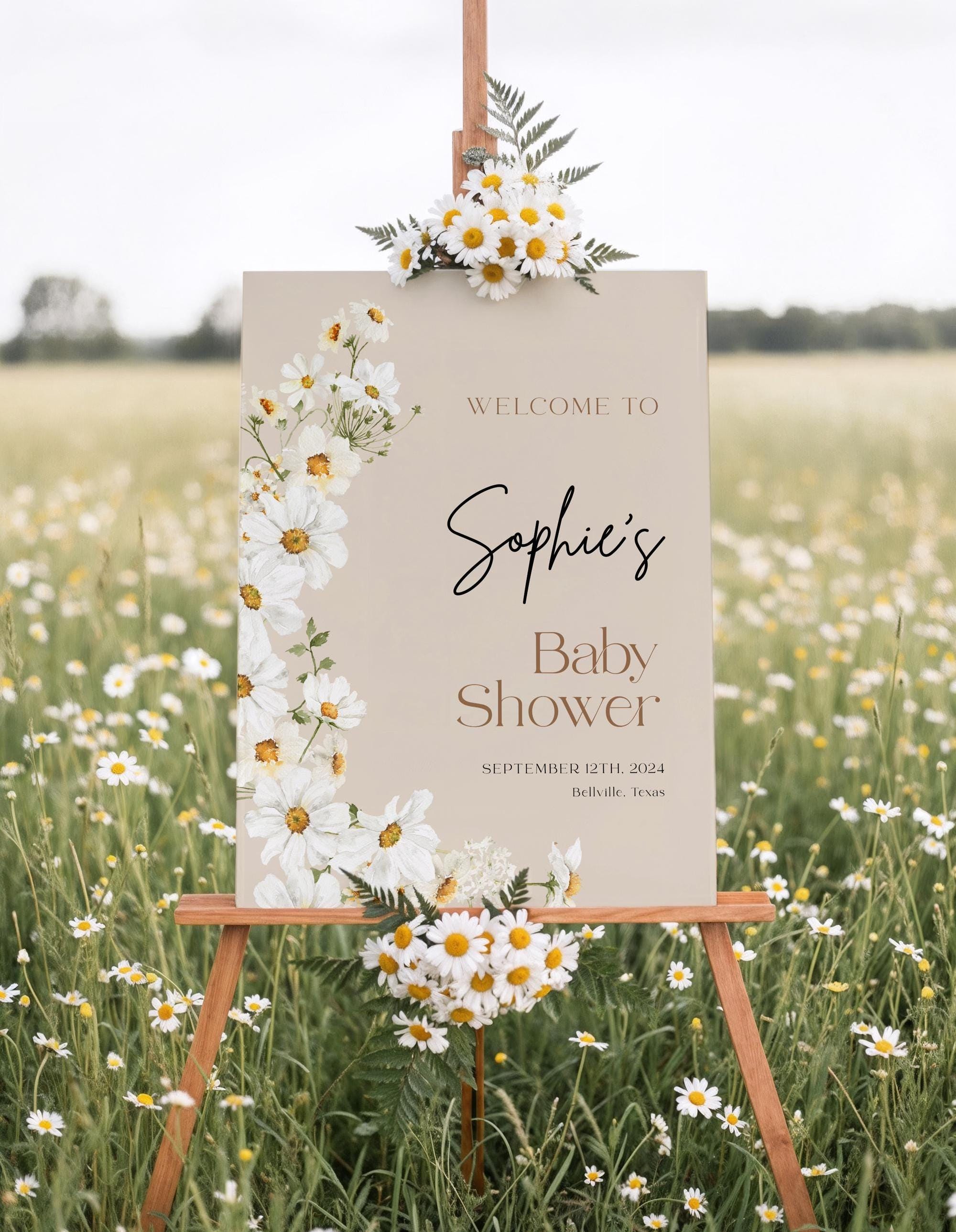 Baby Shower Welcome Sign: Editable Daisy Welcome Template #dsy026 - Etsy