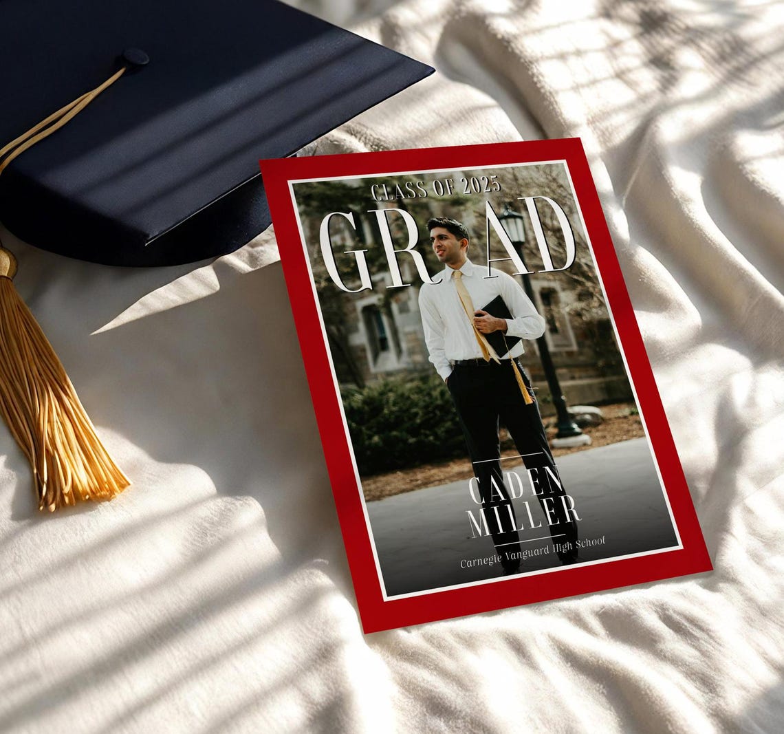 Magazine Cover Graduation Invitation: Editable Photo Template (5x7 ...