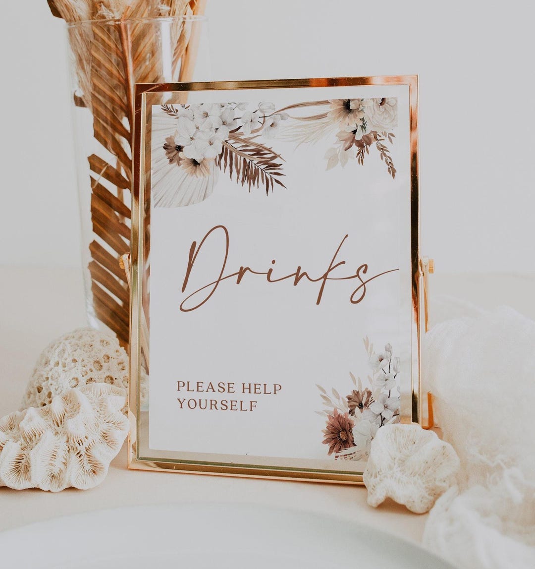 Boho Drinks Sign Template: Editable Wedding & Shower "help Yourself ...