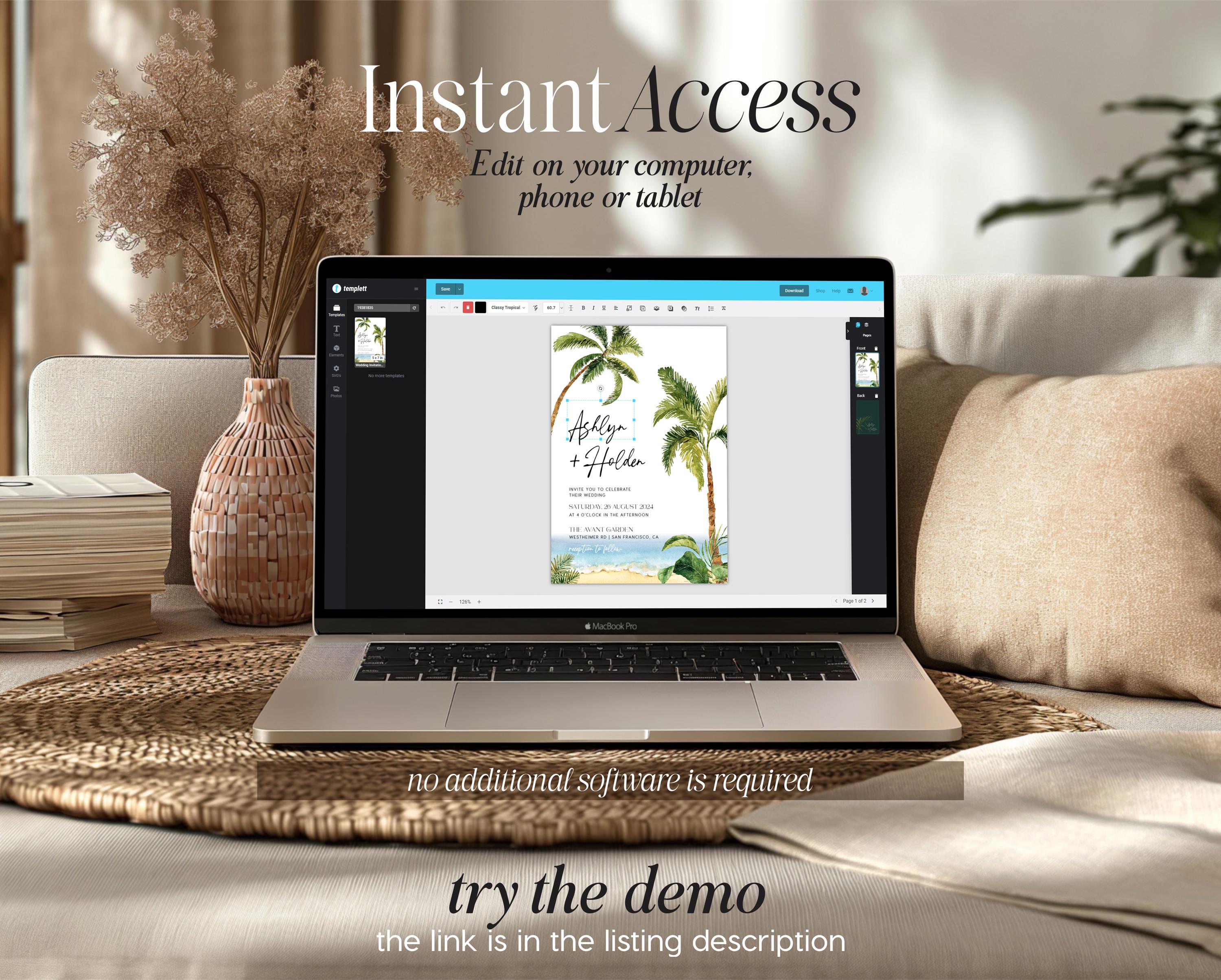Tropical Menu Sign | Palm Tree Menu Template | Table Menu Sign | Summer ...