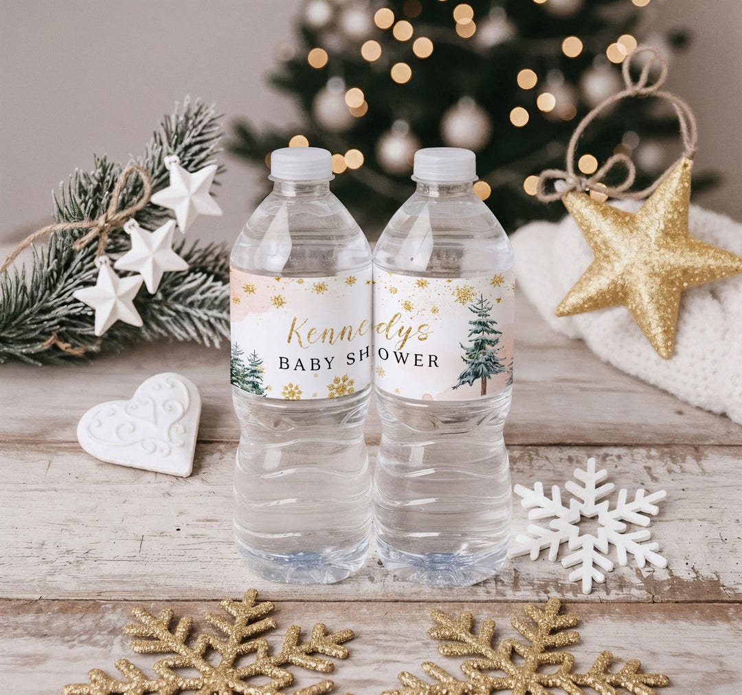 Winter Water Bottle Labels, Water Bottle Tags, Winter Baby Shower Theme ...