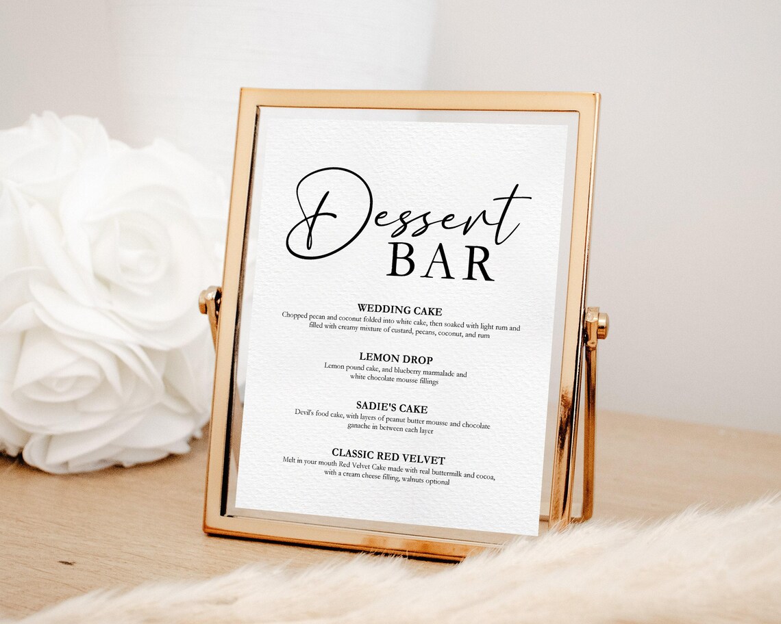 Wedding Dessert Bar Sign | Dessert Station Sign | Dessert Menu Template ...
