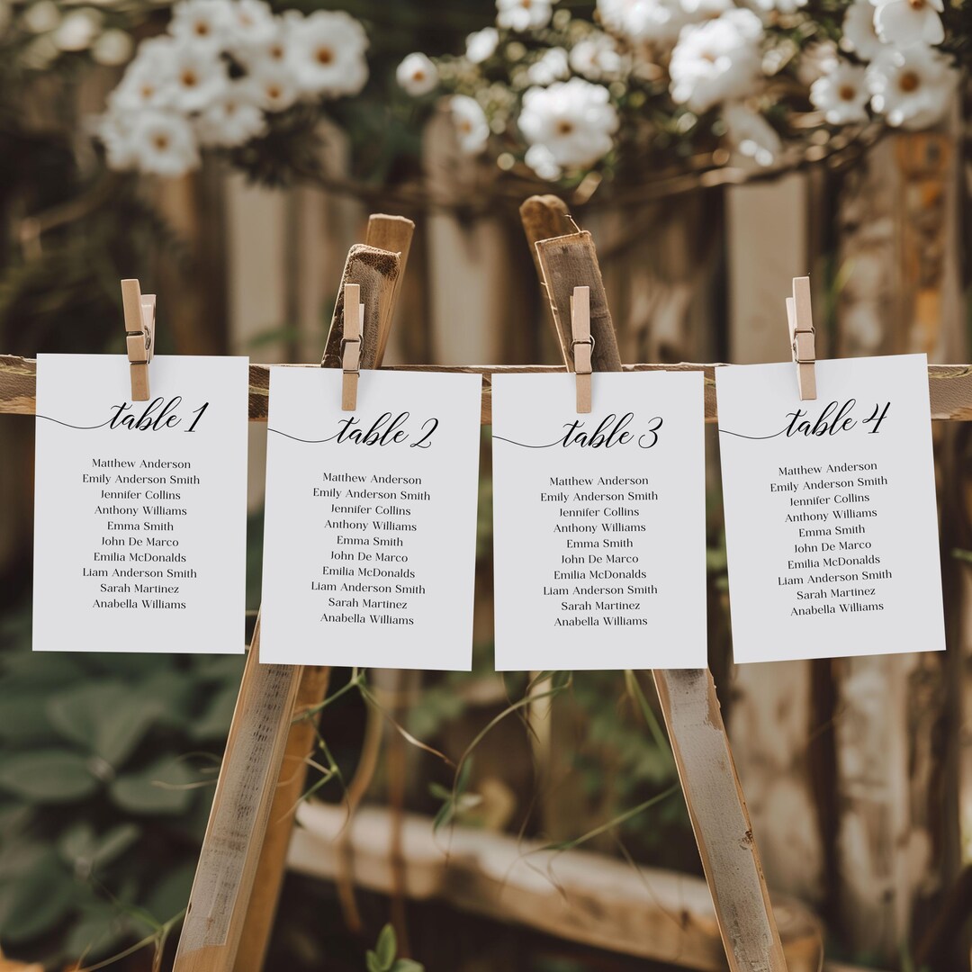 Seating Chart Cards Template | Wedding Table Seating Cards | Mirror ...