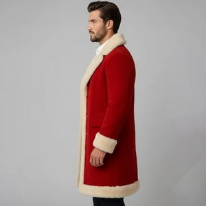 Red Velvet Men's Coat With Faux Fur | Santa Claus Cosplay Jacket - Etsy
