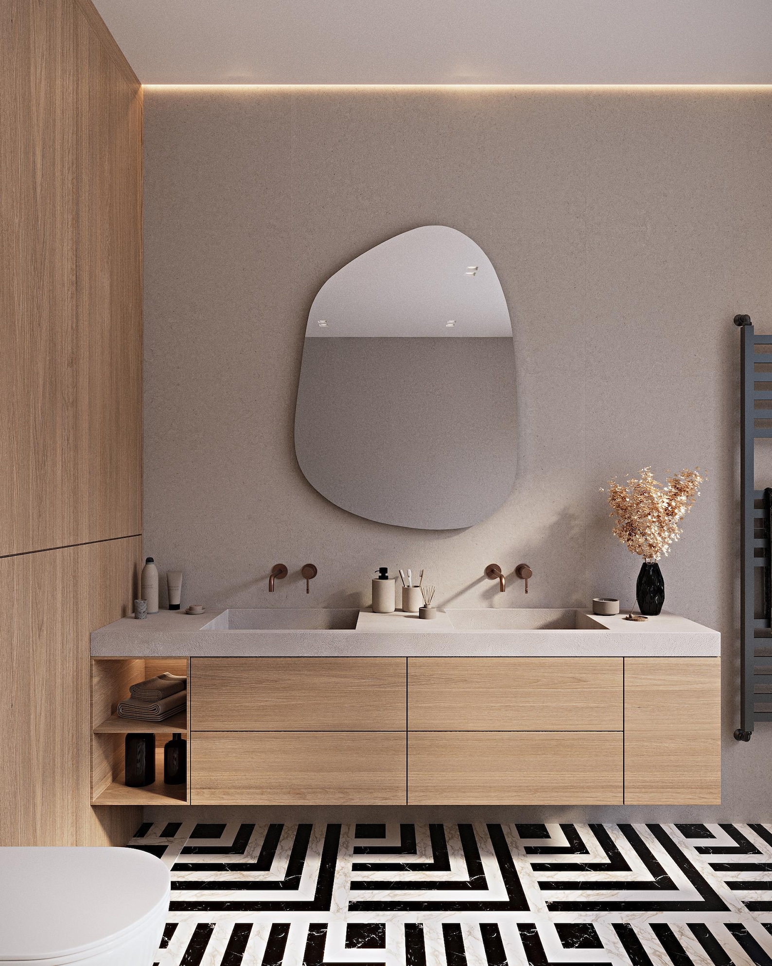 LED Mirror for Bathroom - Touch Led Bathroom Assymetrical Mirror - Led ...