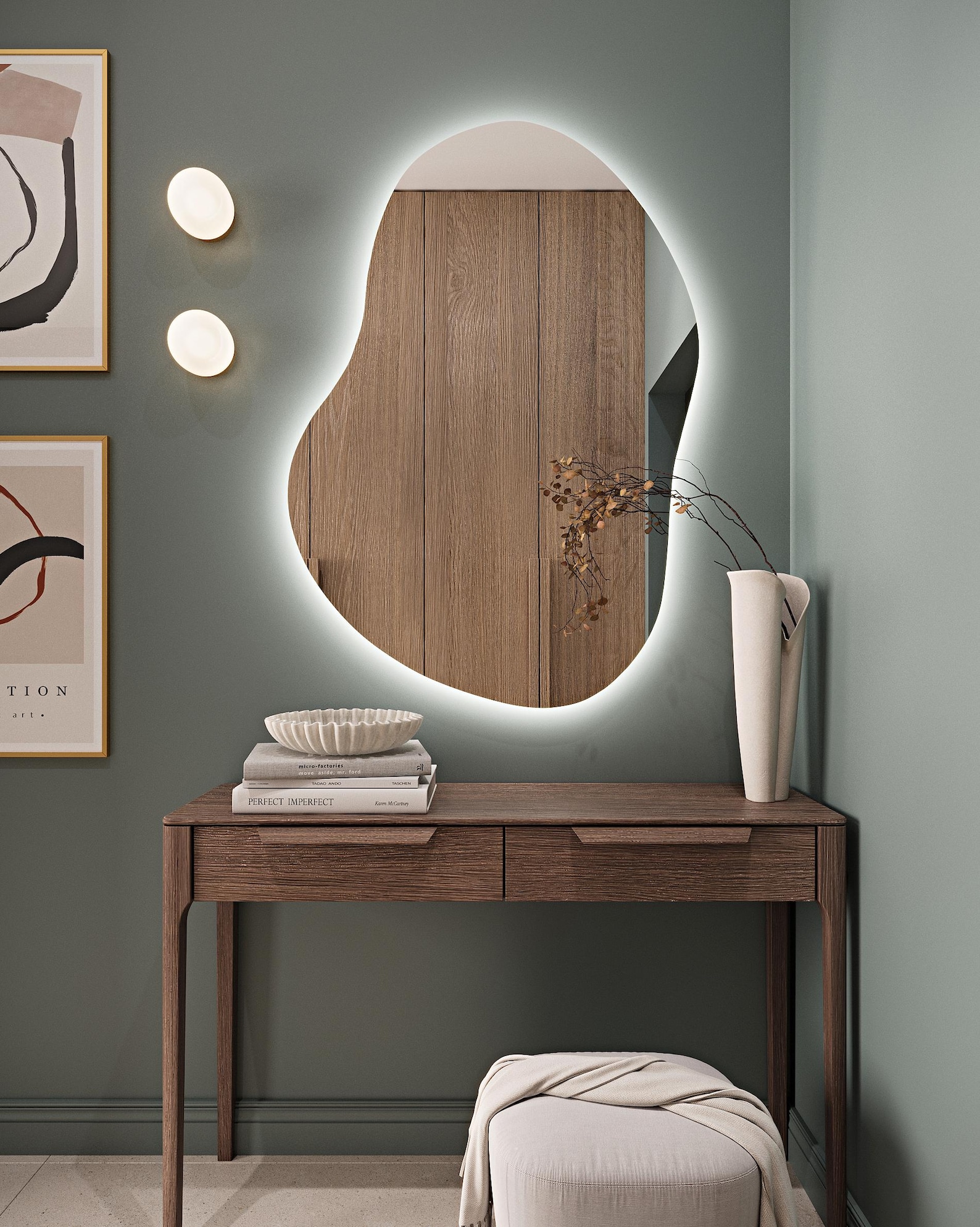 Irregular Bathroom Mirror With Led Lights, RGB Led Vanity Mirror ...