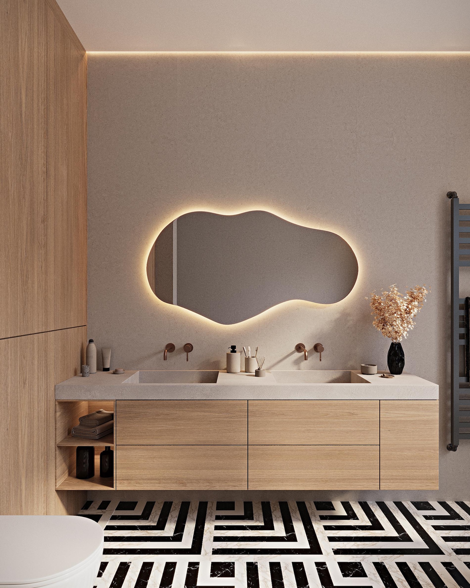Led Lighted Irregular Mirror, Bathroom Mirror With Led Lights ...