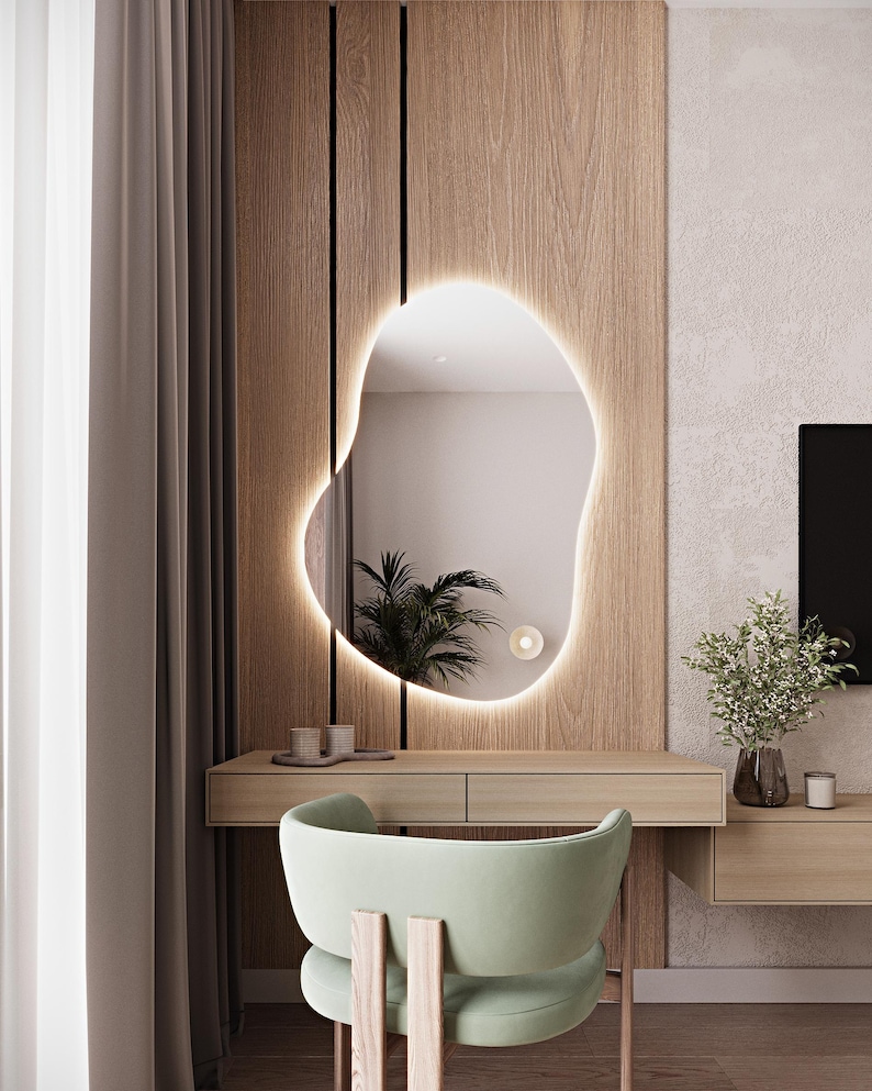 Irregular Bathroom Mirror With Led Lights, RGB Led Vanity Mirror ...