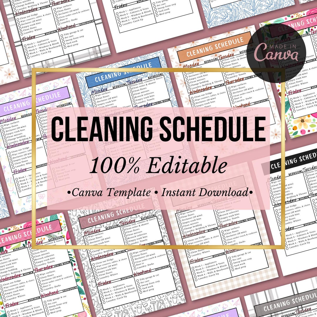 Editable Cleaning Schedule for a Busy Mom, Cleaning Planner Template ...