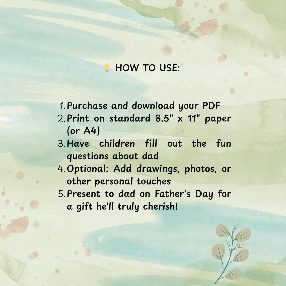 Father's Day Questionnaire PDF | "all About Dad" Fill-in-the-blank ...