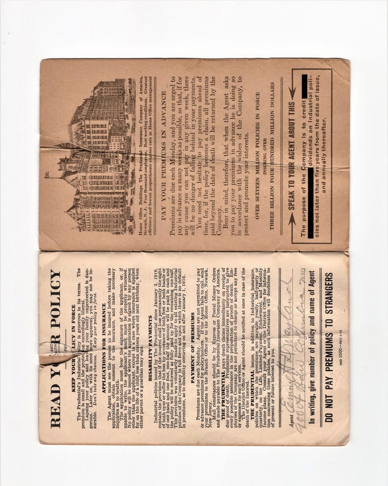 Vintage 1920s Insurance Payment Booklet for Journals, Collage ...