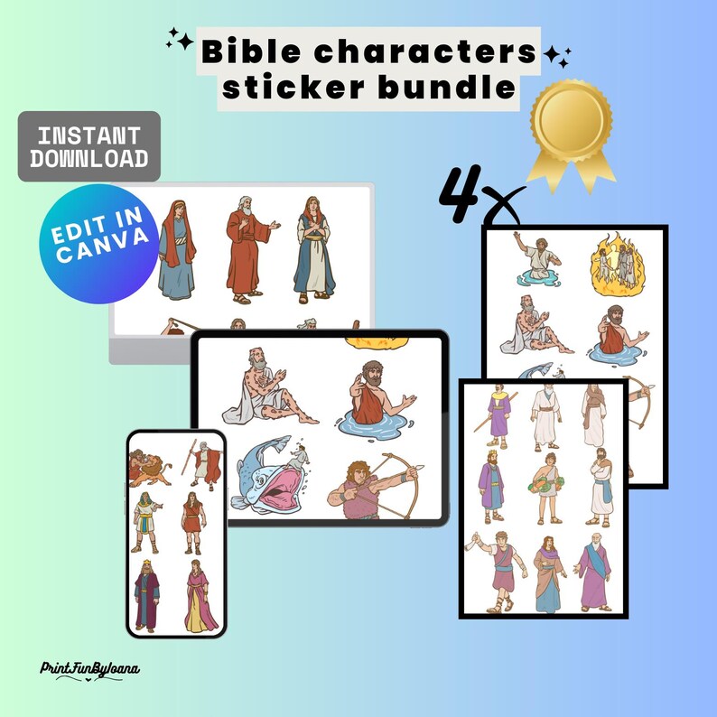 Bible Character Sticker Set – JW Digital Stickers for Adults and Kids ...