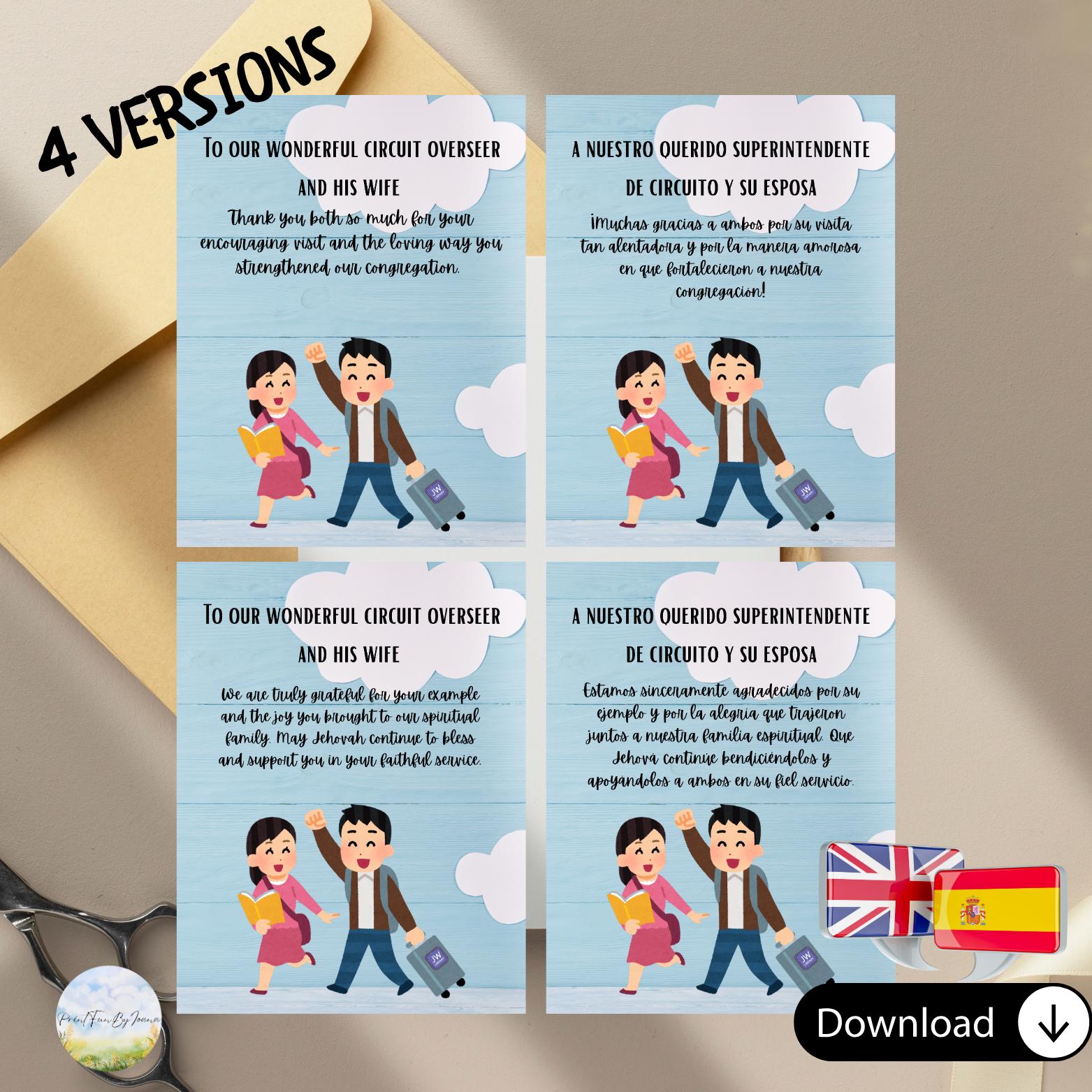 JW Circuit Overseer Appreciation Cards – Printable PDF – 4 Spiritual ...