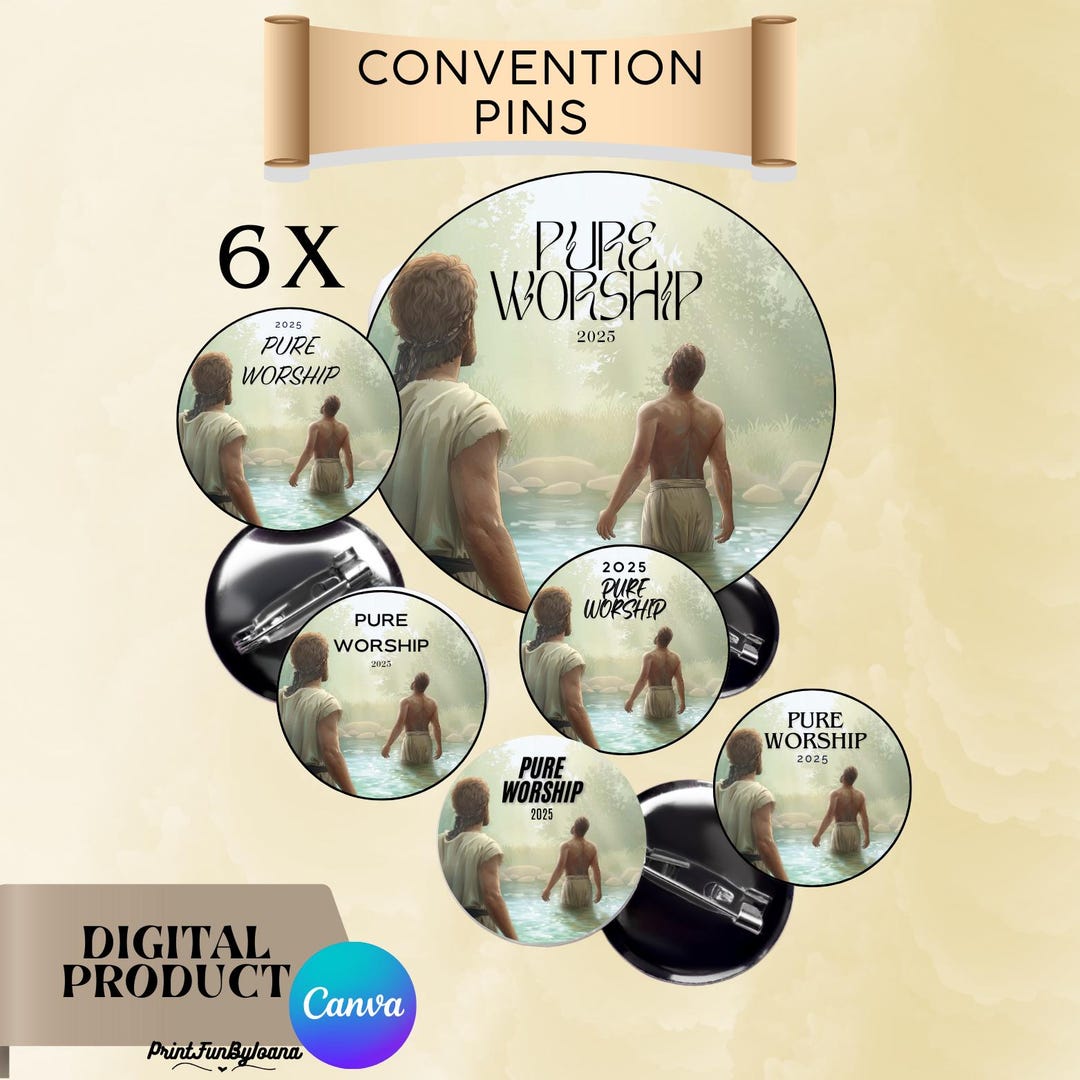 JW Convention 2025 Digital Pins | 6 Pure Worship Printable Badges | Jw ...