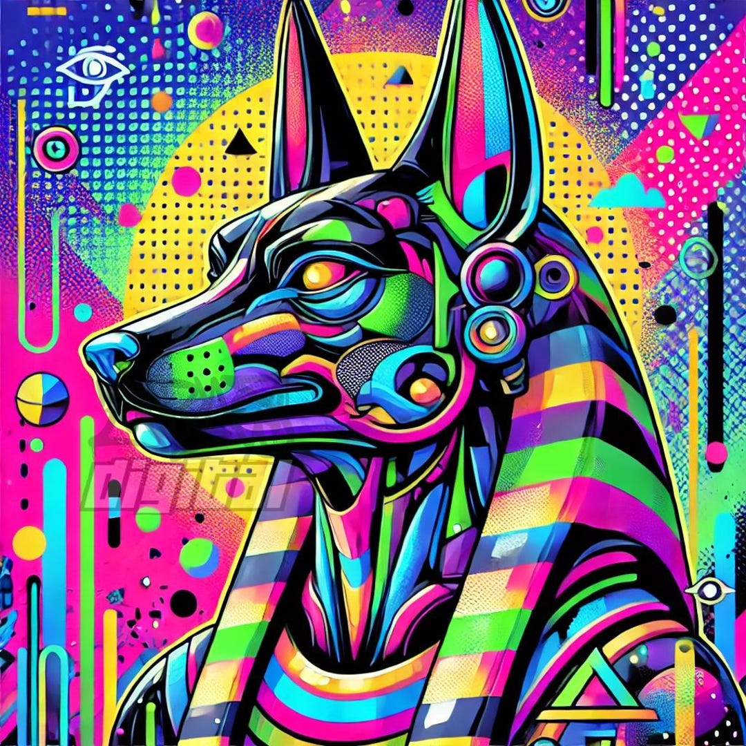 Pop Art Anubis #2 Digital Print | Neon Egyptian God Wall Art | Retro ...
