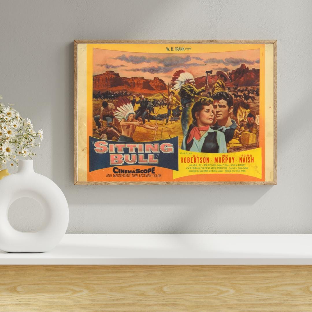 Vintage Sitting Bull Movie Poster #1 (1954) – Western Film Art, Native ...