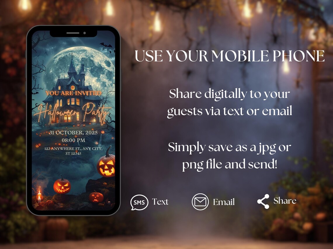 Haunted House Halloween Invitation - Spooky Party Invite, Editable ...