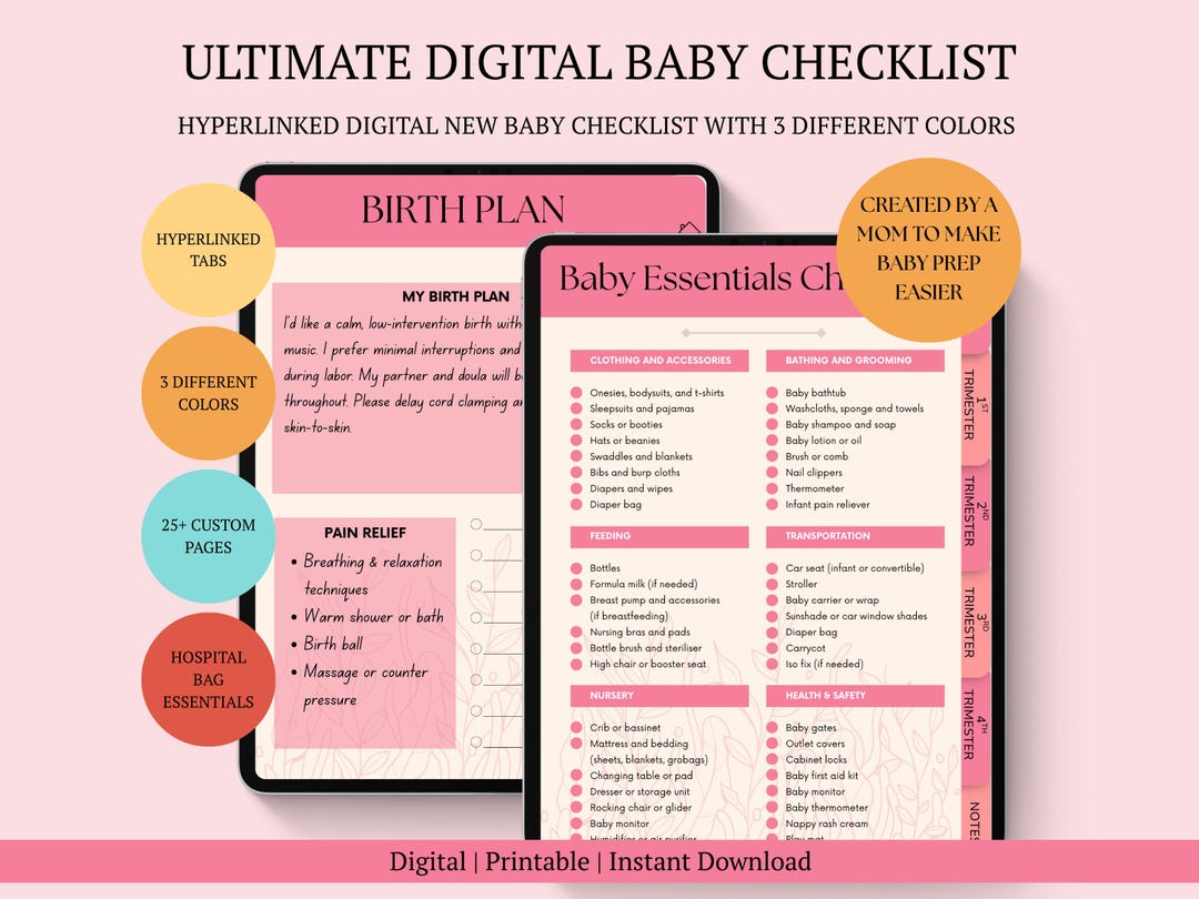 Baby Checklists Bundle – Checklist for Pregnancy, Newborn, Hospital Bag ...