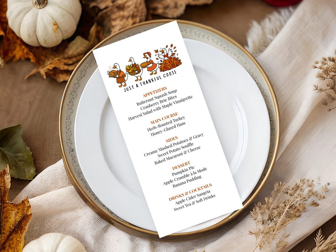 Silly Goose Thanksgiving Menu – Dinner Party Menu, Editable Canva ...