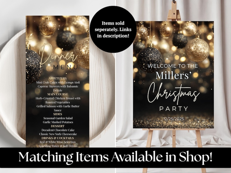 Elegant Christmas Party Invitation - Gold & Black Holiday Invite ...