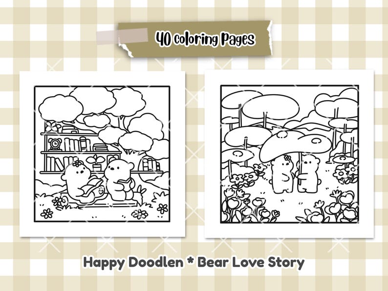 Bear Love Story: Cute and Cozy Coloring Book - Etsy