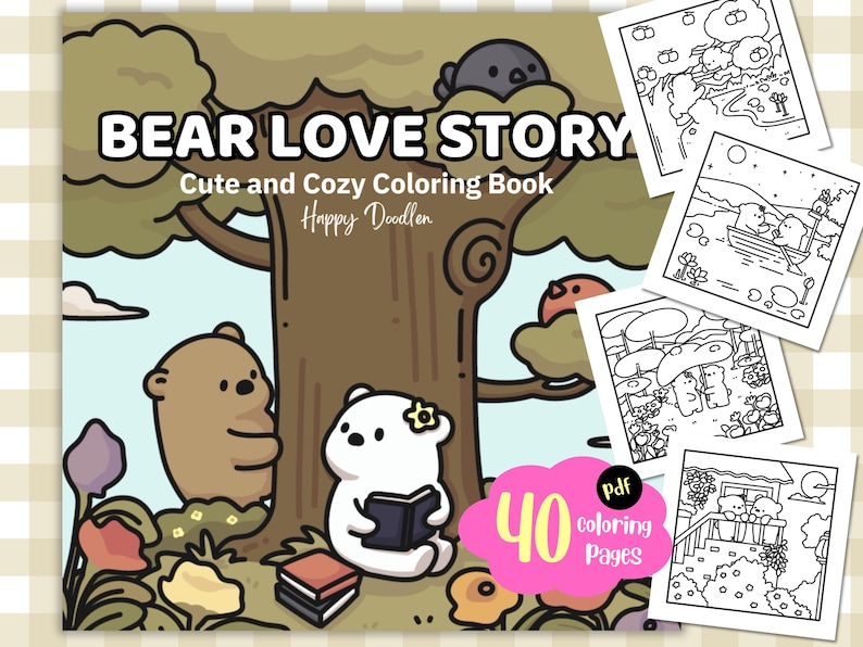 Bear Love Story: Cute and Cozy Coloring Book - Etsy