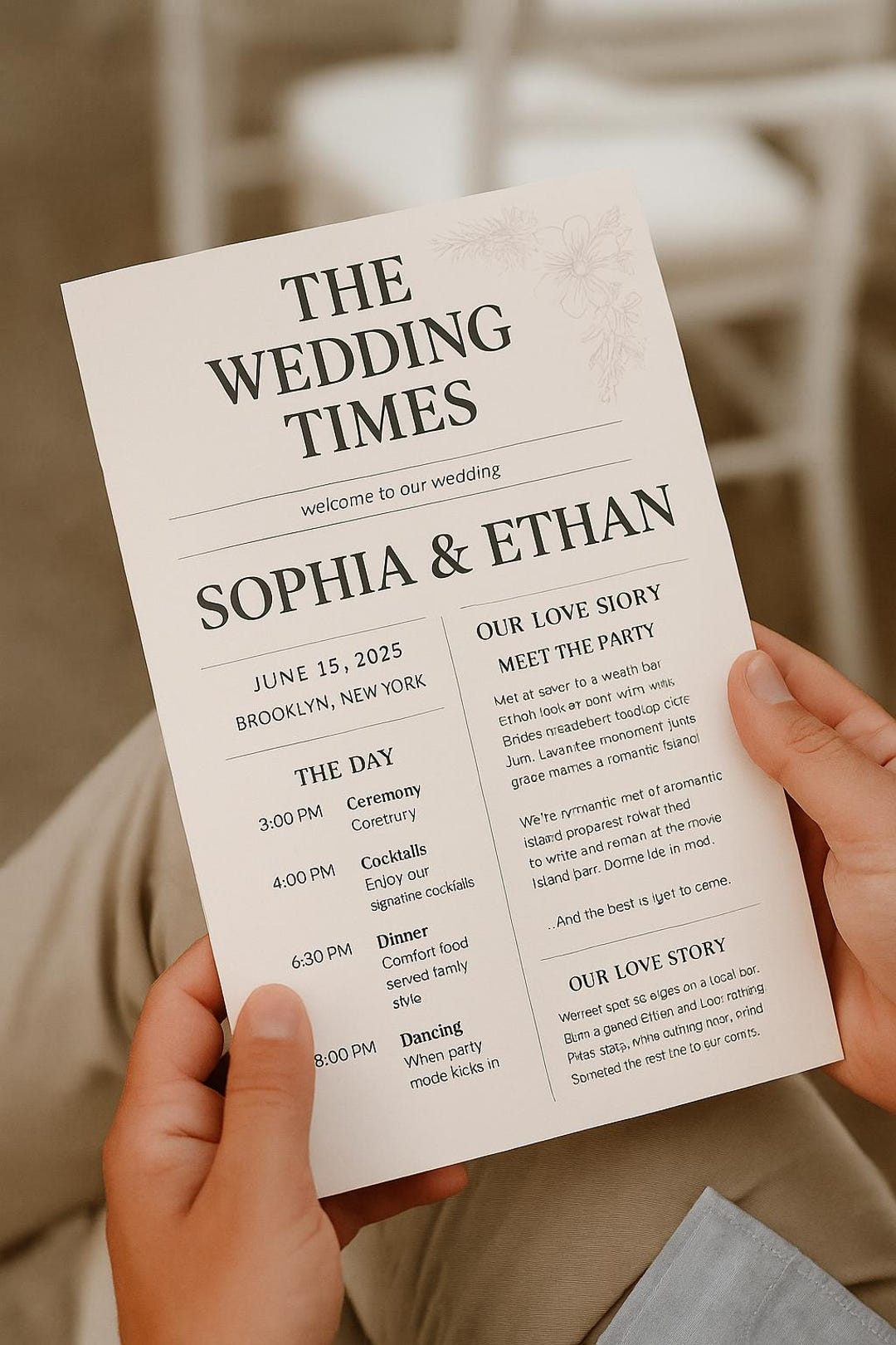 Editable Wedding Newspaper Template | DIY Canva Wedding Program ...