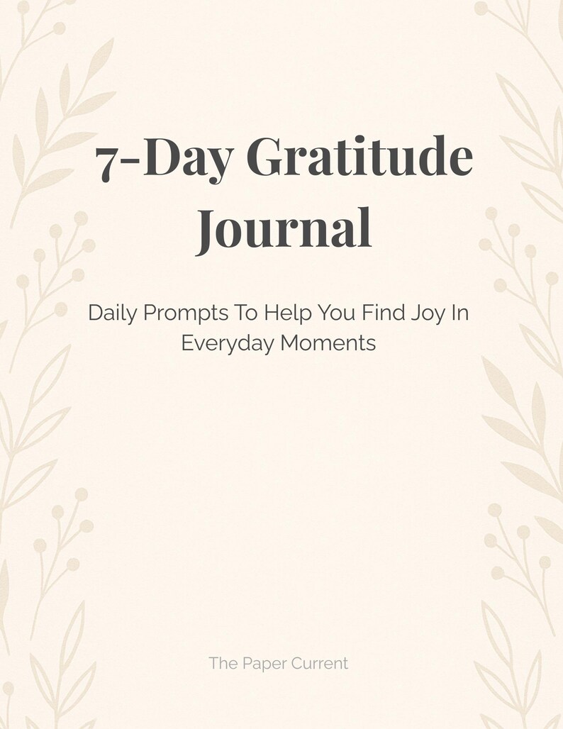 Gratitude Journal Printable PDF | 7-day Self-care Workbook | Daily ...