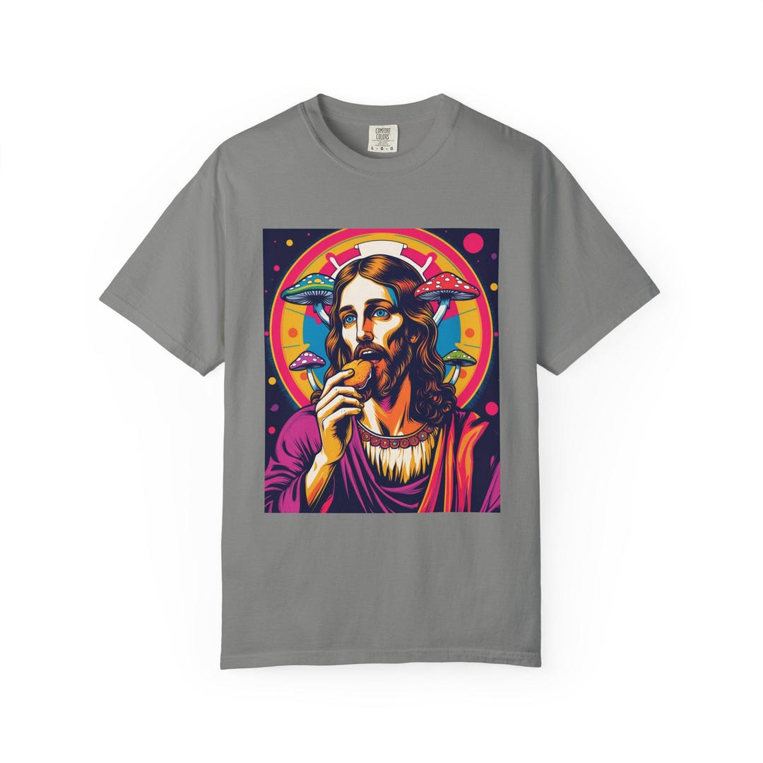 Trippy Jesus Christ T-shirt, Psychedelic Graphic Tee, Magic Mushroom ...