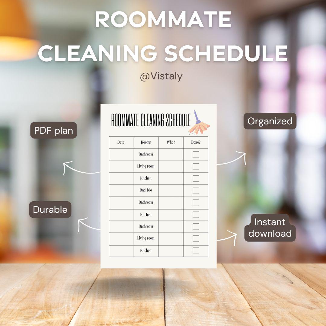 Roommate Cleaning Schedule – Printable Chore Chart PDF – A4 Shared ...