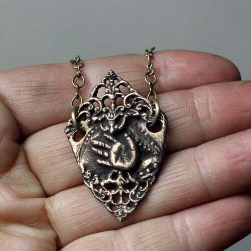Helping Hand Neo Victorian Filigree Necklace - Etsy