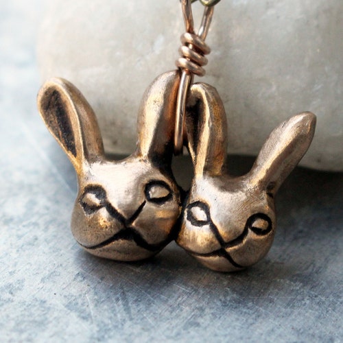 Bunny Rabbit Bronze Sculpture Pendant - Etsy